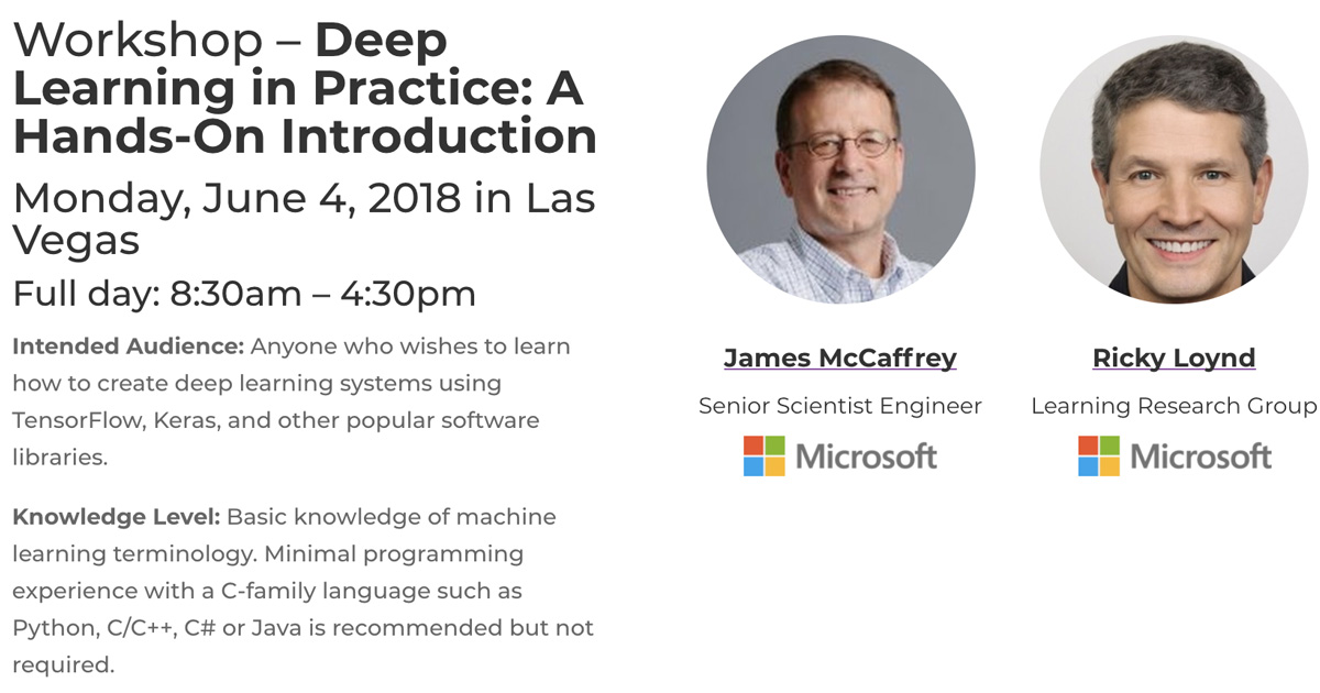 Deep Learning World 2018 - the premier conference - Workshops - Deep ...